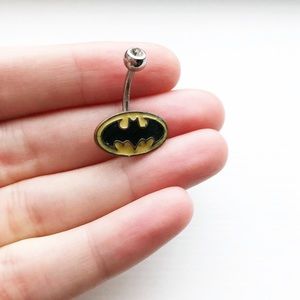DC Comics | Jewelry | Silver Enamel Batman Bellybutton Ring | Poshmark
